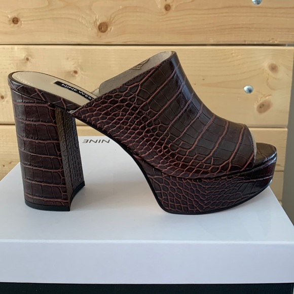 Nine West | Shoes | Nine West Ravyn Platform Open Toe Black Brown Croc ...
